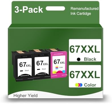 Amazon.com: 67XXL Black/Color Combo Pack Replacement for HP 67 67 XXL ...