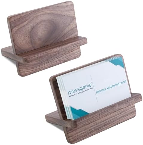 Amazon.com: 2 Pack Business Card Holder for Desk - Walnut Wood Business ...