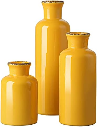 Amazon.com: Yellow Tiny vases for Flowers Set 6- Yellow Small vases for ...