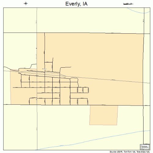 Large Street & Road Map of Everly, Iowa IA - Printed poster size wall ...