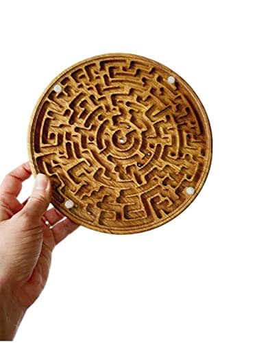 Amazon.com: Wooden Labyrinth Game double-sided Maze with three Steel ...