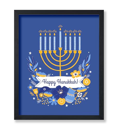 Amazon.com: Monem Art Happy Hanukkah Poster - Festival Print - Menorah ...