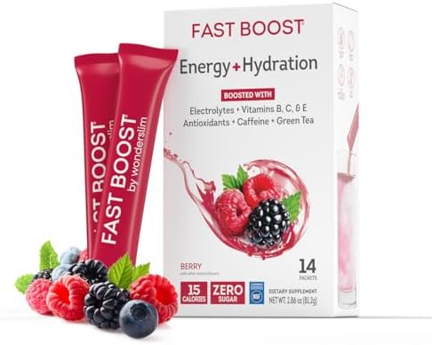 Amazon.com: FAST BOOST Energy & Hydration Drink Mix - Berry | Sugar ...