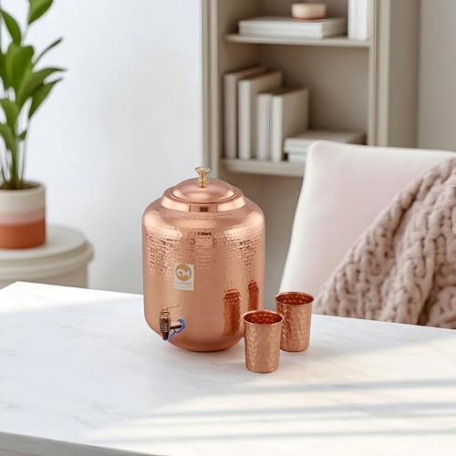 Copper-Master Pure Copper Water Dispenser 5 Litre Hammered (Matka/Pot ...