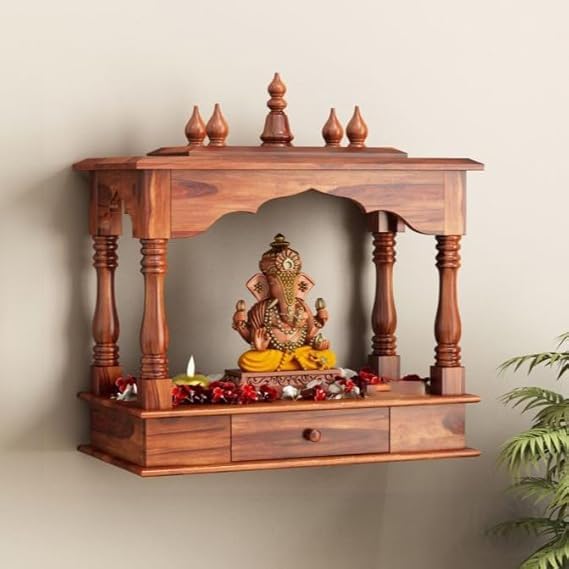 BAJOUM Sheesham Wood Temple Solid Wood Classic Wooden Temple for Home ...