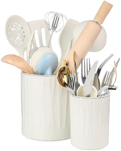 Amazon.com: 2 Pack Ceramic Utensil Caddy, Large Spatula Holder ...