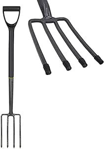 zeeyrak Heavy Duty Garden Fork, Carbon Steel Extra Sharp Digging Fork 4 ...