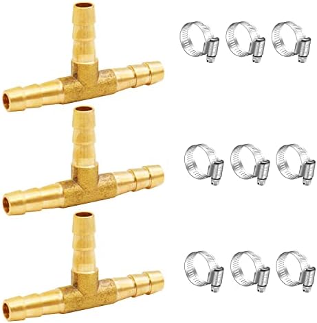 Amazon.com: Legines 1/8" Hose Barb Tee, 1/8 x 1/8 x 1/8 inch Brass ...