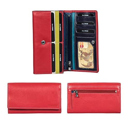 Buy Women's Genuine Leather Wallet-Long Purse Wallet with Multiple Card ...