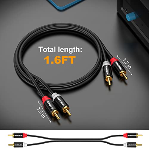 Snapklik.com : Short RCA Stereo Audio Cable 2 Pack, 2 RCA Male To 2 RCA ...