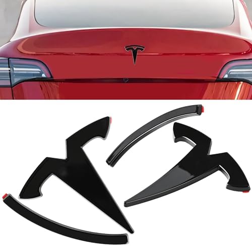 Tinlucys Tesla Model Y Front Trunk/Rear Trunk Emblem Cover,Badge Logo ...
