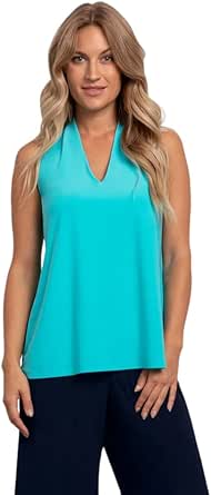 Sympli Deep-V Trapeze Tank Top Aqua / 8 at Amazon Women’s Clothing store