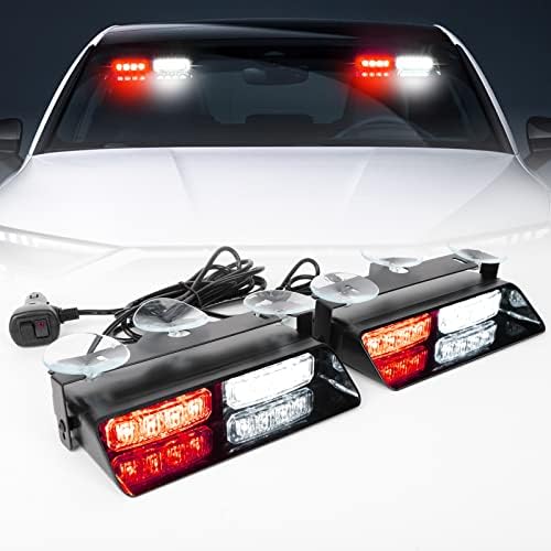 Red White LED Emergency Strobe Lights, 16 Flashing Modes Interior ...