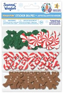 Amazon.com: Holiday Christmas Icon Foam Mini Stickers - 3 Assorted ...