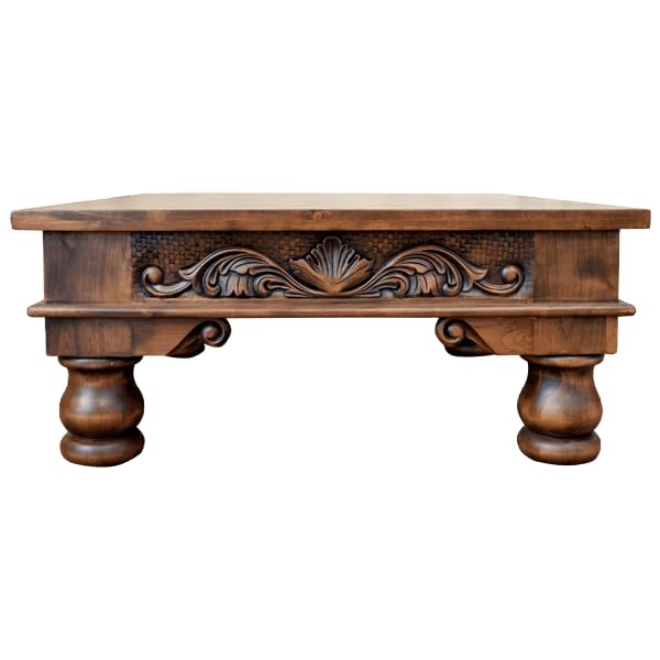Pinvinc Hand-Carved Solid Sheesham Wood Pooja Chowki Elevate Your ...