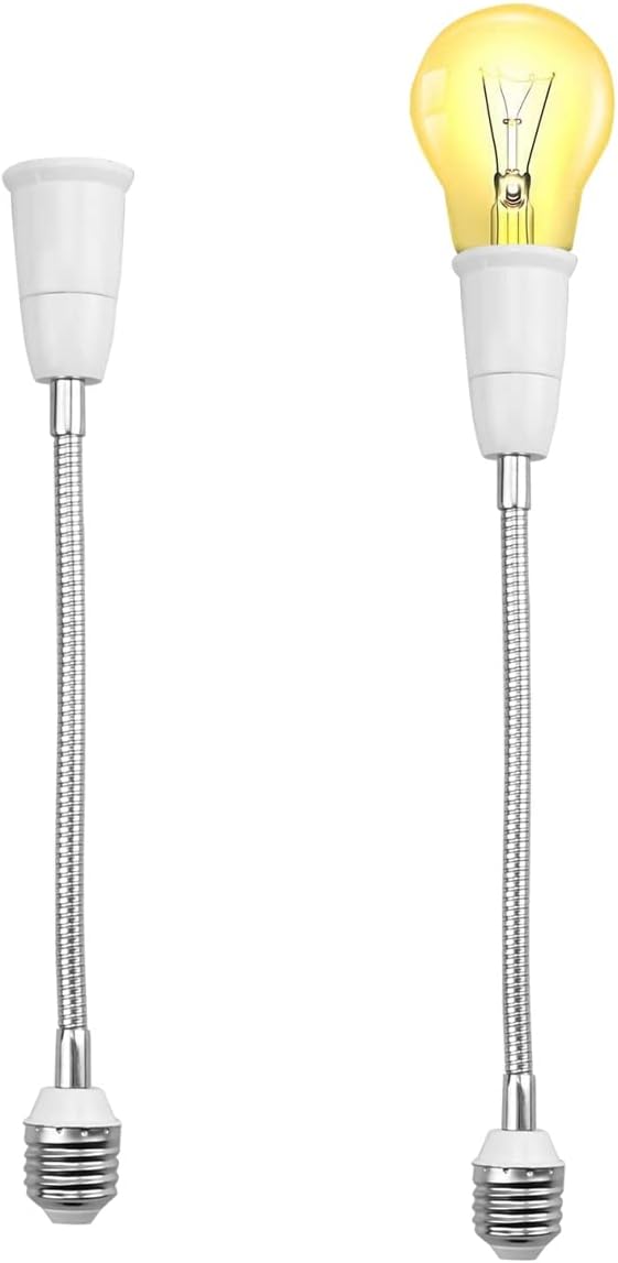 E26/E27 Light Socket Extender Adapter 2-PCS Flexible Light Lamp Bulb ...