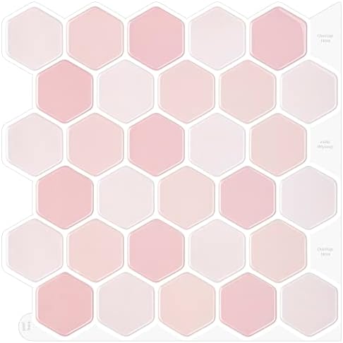 Pink Arabesque Tiles Peel and Stick Backsplash for Kitchen, WalDecoo 10 ...