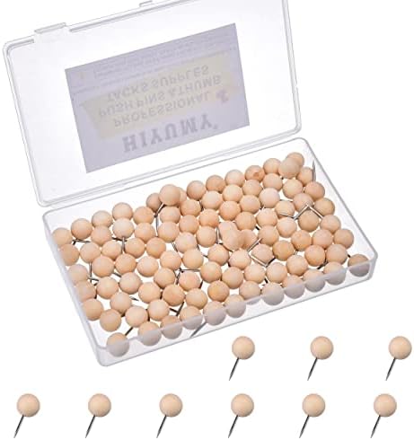 Amazon.com: 120 Pcs Wood Push Pins, Walnut, Standard, Wooden Thumb ...