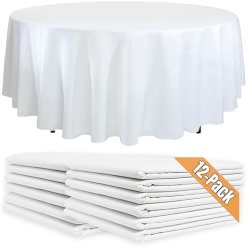 Amazon.com: Cozy Luxe Home 12-Pack White Round Paper Tablecloths - 82in ...