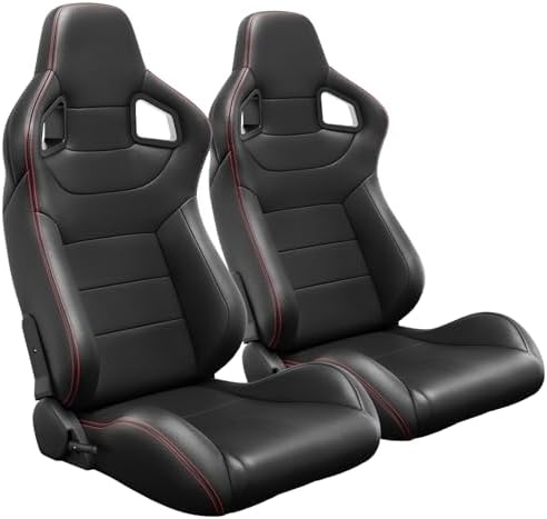 Amazon.com: 2 Pcs Universal Bucket Racing Seats, PVC Leather Adjustable ...