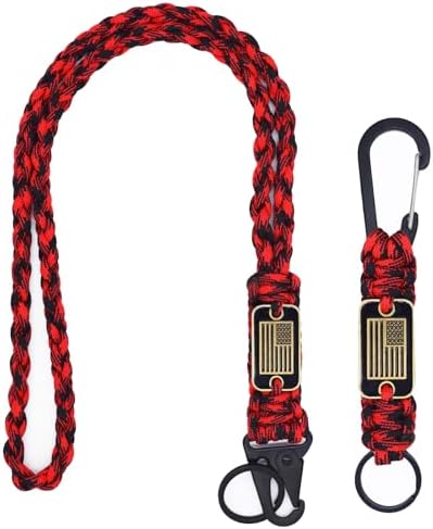 Amazon.com: 2 Pcs Heavy Duty Braided Paracord Lanyard Keychain with USA ...
