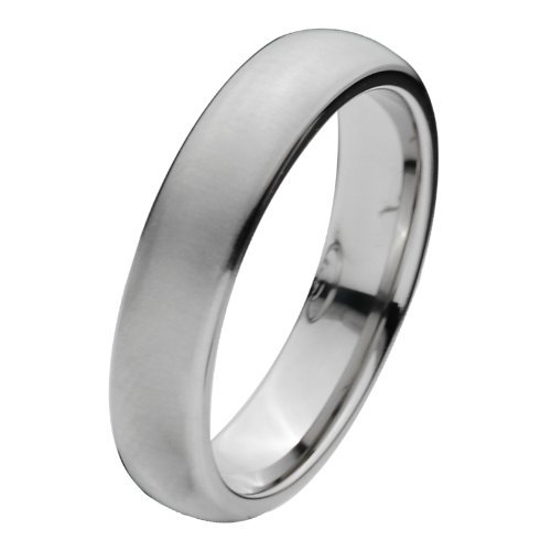 INOX JEWELRY Silver Titanium Classic 5mm Matte Band Ring Gifts for Men ...