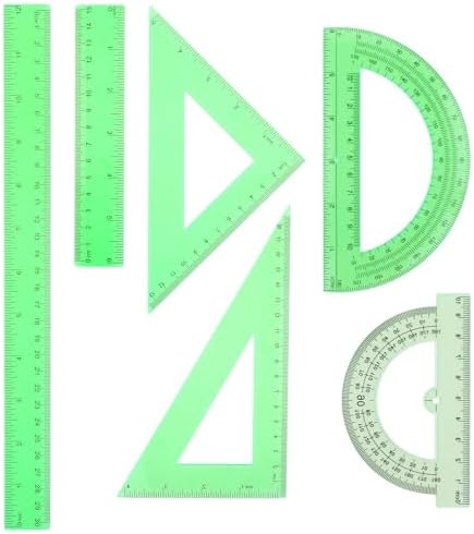 Amazon.com : Plastic Clear Ruler Math Set, 2 Protractors 180 Degree 2 ...