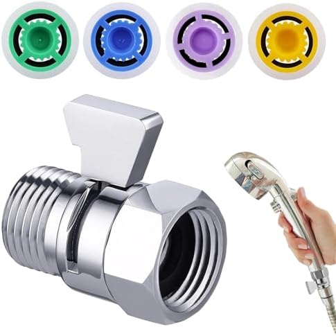 5 Pcs Shower Valve & Shower Flow Restrictor,Brass Diverter Valve,G1/2 ...