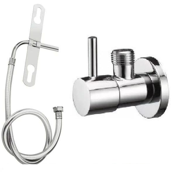 Senkiddpro Steel Turbo Angle Tap with Jet Spray Toilet Sheet Hand-Free Spray Flat Nozzle 1m ...