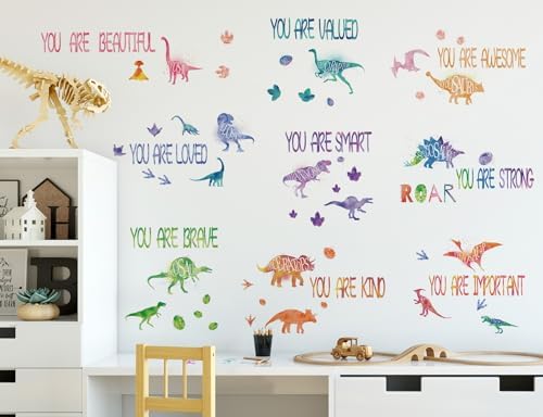 Amazon.com: Yovkky Inspirational Pastel Gradient Dinosaur Wall Decals ...