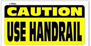 Amazon.com - Pack of 2-3'' Stickers - Caution Use Handrail - Laminated ...