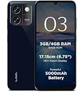 Lava O3 (Glossy Black, 4 GB RAM, 64 GB Storage) | Biggest 6.75" HD+ ...