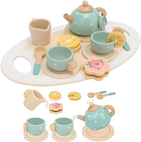 Beauenty Wooden Tea Party Set for Little Girls Boys,Wooden Tea Toys ...