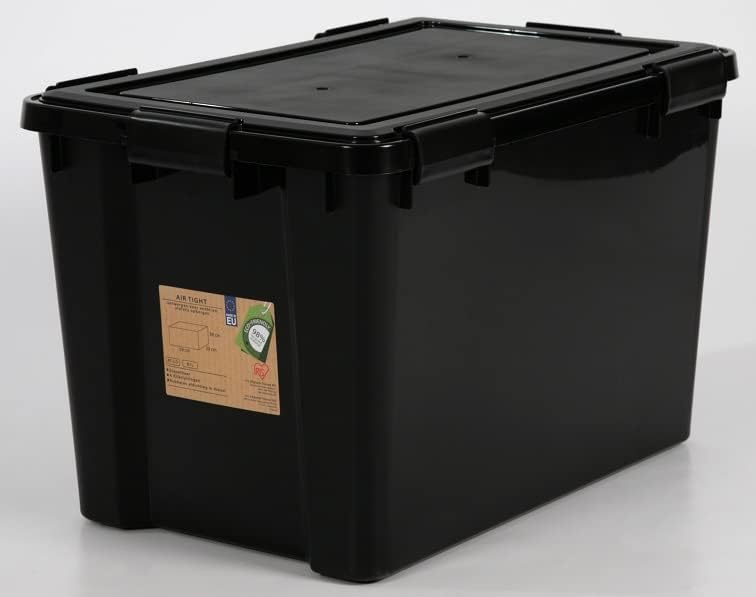 IRIS 1 x 50 Litre Large Weathertight Airtight Black/Clear Plastic Damp ...