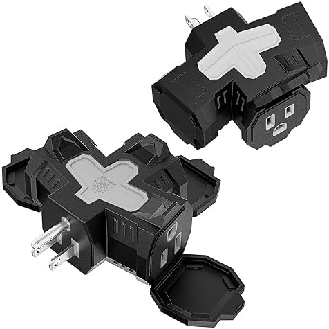 Philips 3-Outlet Extender, T-Shaped Adapter Spaced, Grounded Wall Tap ...