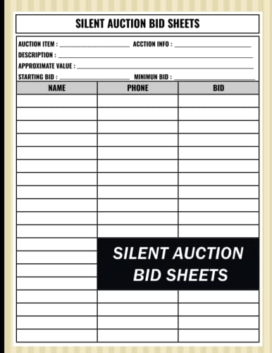 『Silent Auction Bid Sheets: Fundrising Event Planner I For Silent ...