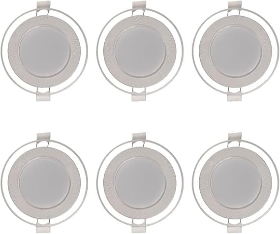 Set of 6 Glass-Body Recessed LED Spotlights, 7cm Cut-Out, 6W, 3 Color ...