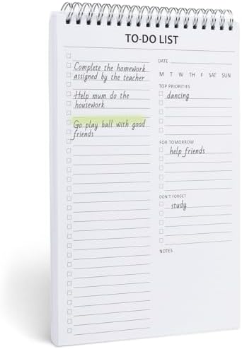 Koogel To Do List Notepad, 16.5 x 25cm Planner Notebook 80 Sheets Daily ...