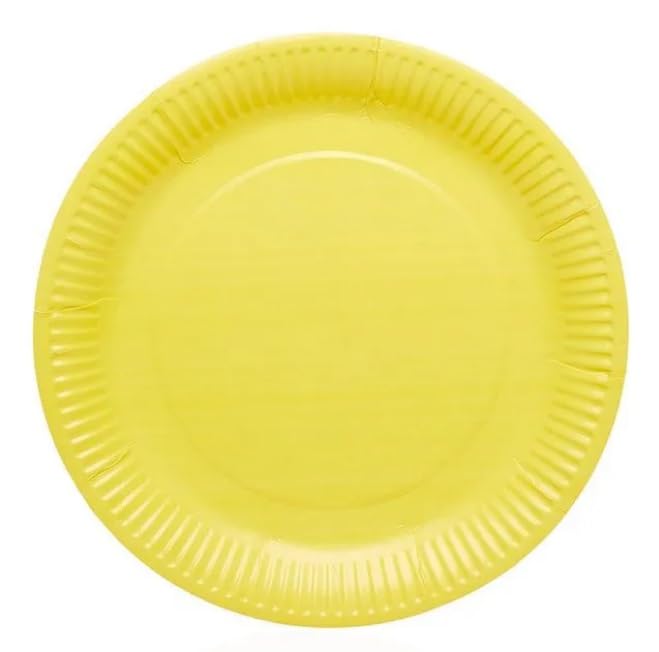 PRETTY UR PARTY Yellow Paper Plates, 9inch Biodegradable Round Party ...