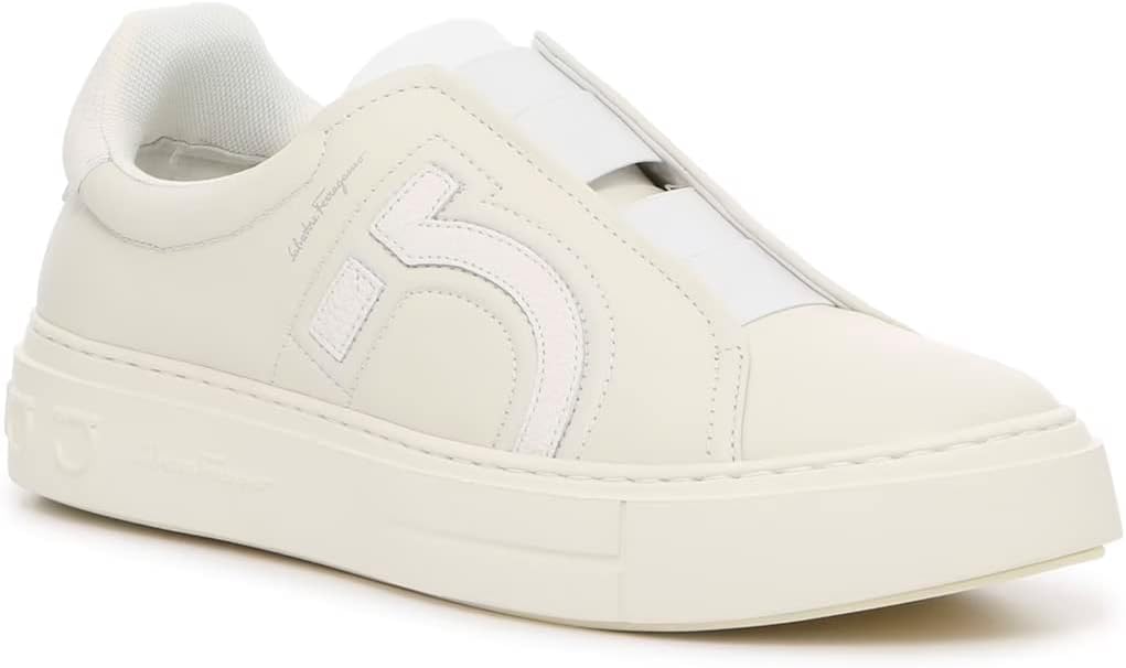 Amazon.com | Salvatore Ferragamo Tasko Mens White Leather Slip On ...