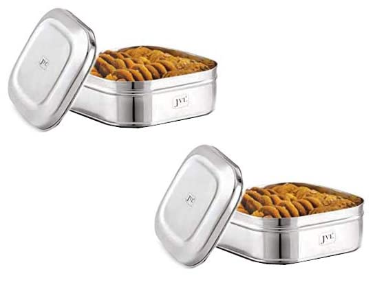 JVL Stainless Steel Kitchen's Storage Costa Square Shape Container Box ...