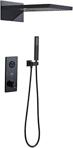 Amazon.com: Ksunun Thermostatic Shower System,Waterfall Rain Shower Head And Handheld,Dual ...