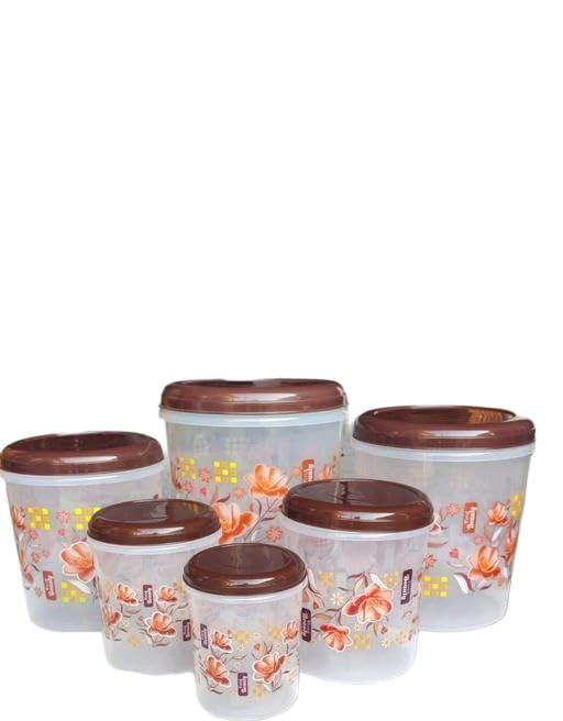 Cranes 6 Pcs Plastic Container Set with Beautiful Design (11KG, 7KG, 5KG, 3KG, 2KG, 1KG Mixer ...