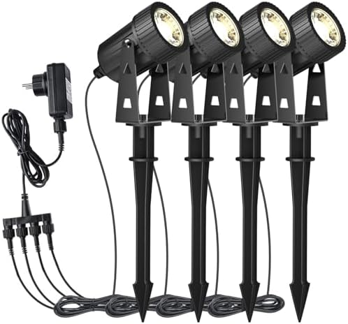 GEEDIAR Gartenleuchte Warmweiß, 4 Stücke LED Gartenbeleuchtung COB ...