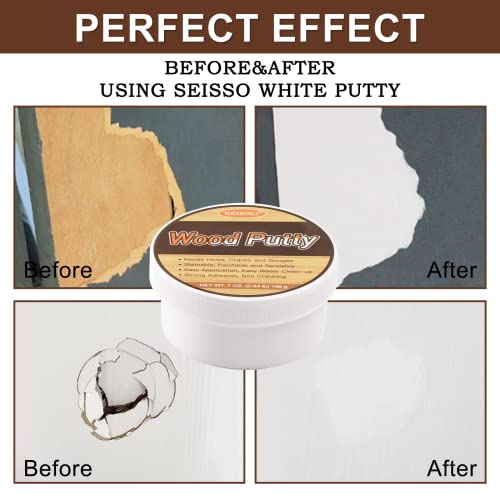 SEISSO Multi-Purpose Wood Filler, Water-Based Wood Putty, White Wood ...