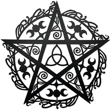 Amazon.com: AWISBI Metal Triple Moon Pentagram Wall Art - Gothic Witchy ...