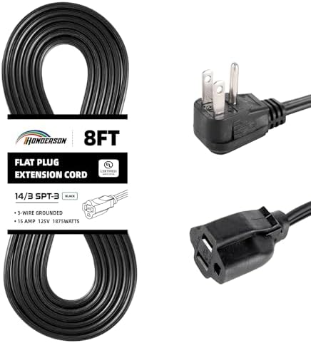 Amazon.com: HONDERSON 12FT Black Extension Cord with Flat Plug, 14/3 ...