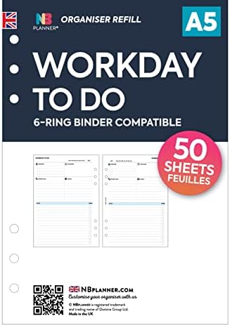 NBplanner A5 Undated Workday To Do Organiser Refill Insert Daily ...