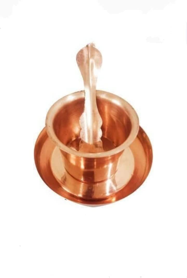 Aditya Shopping Copper Pancha Patra Set- Panchapatra with Plate and ...