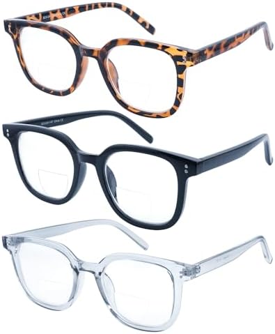 Amazon.com: 3 Pack Bifocal Reading Glasses,Blue Light Blocking Computer Readers for Women,Anti ...